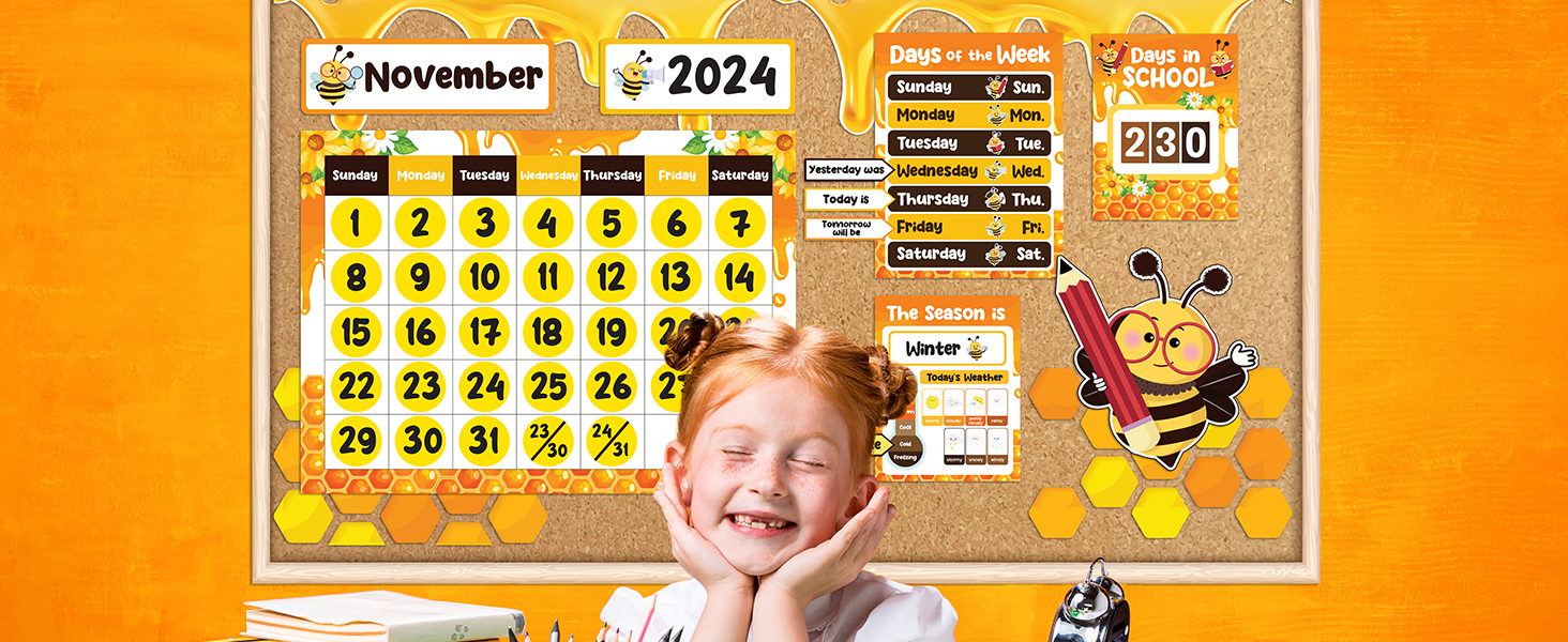 Amazon.com : Decorably 157 Pcs Cutouts Honey Bee Classroom Decor ...