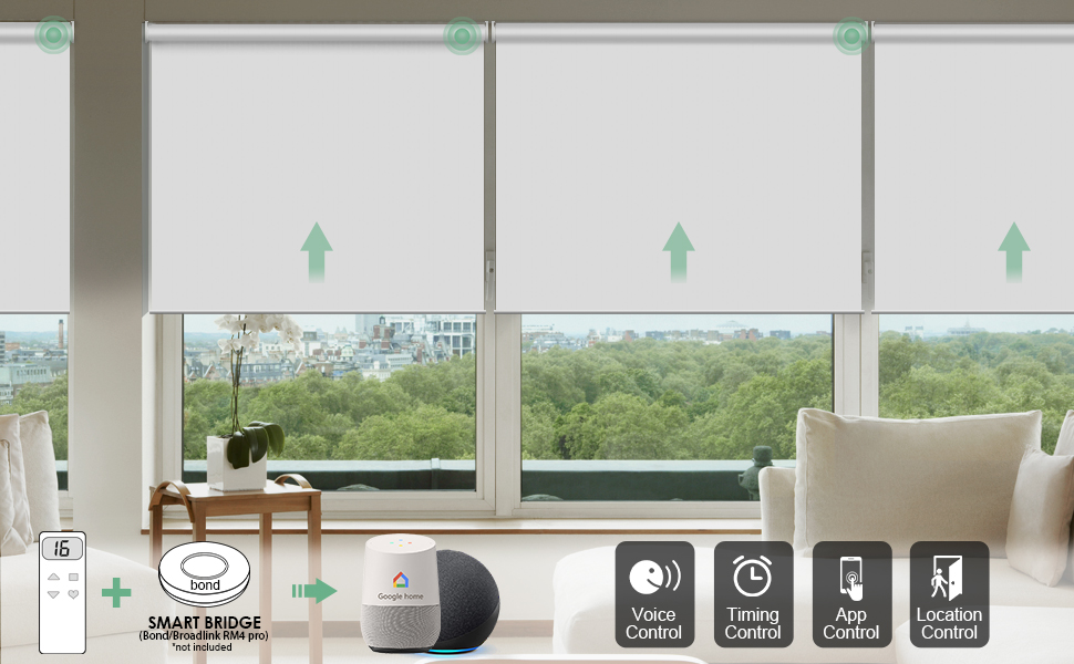 Yoolax Motorized Blinds with Remote, Waterproof Automatic Blinds for Windows 100% Blackout Smart ...