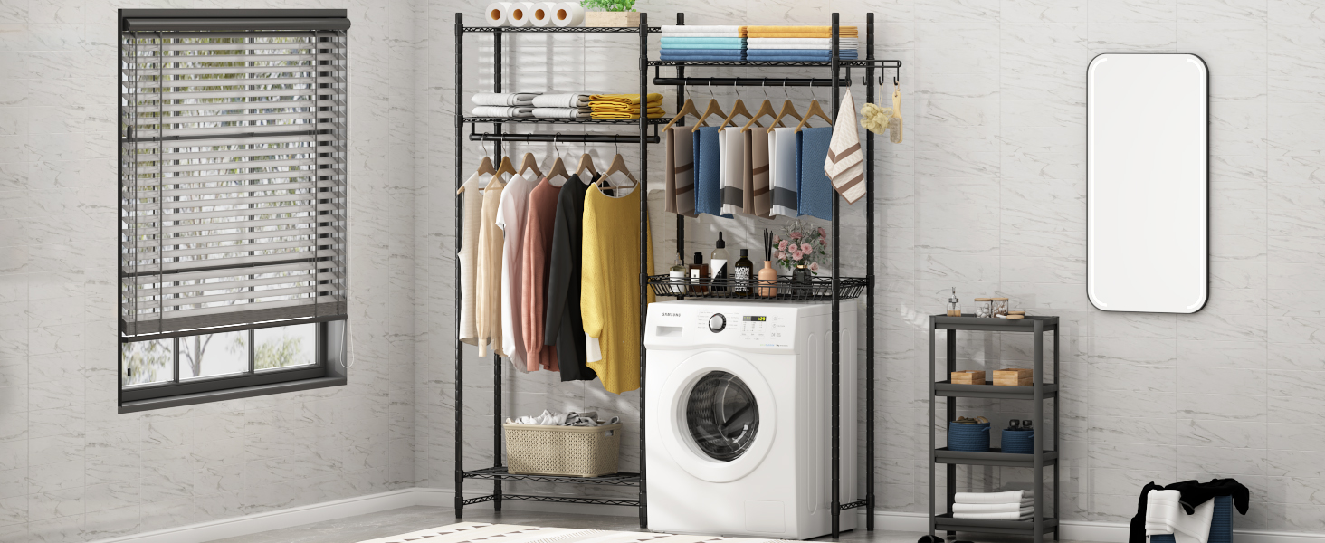 Amazon.com: Loomie Over The Washer and Dryer Storage Shelf, Laundry Room Organization Shelves, 5 ...