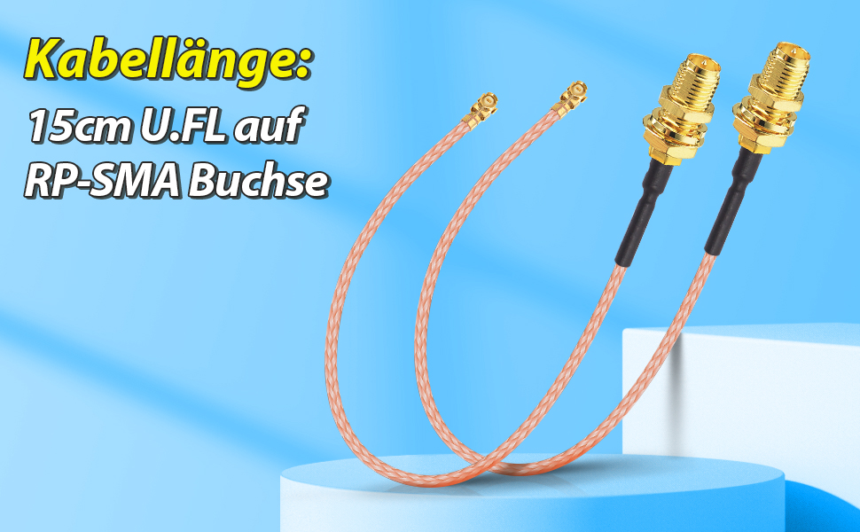 Bingfu RP-SMA Buchse auf Mini PCIe Kabel, 15cm RG178 WLAN Antenne Verlängerungskabel für ...