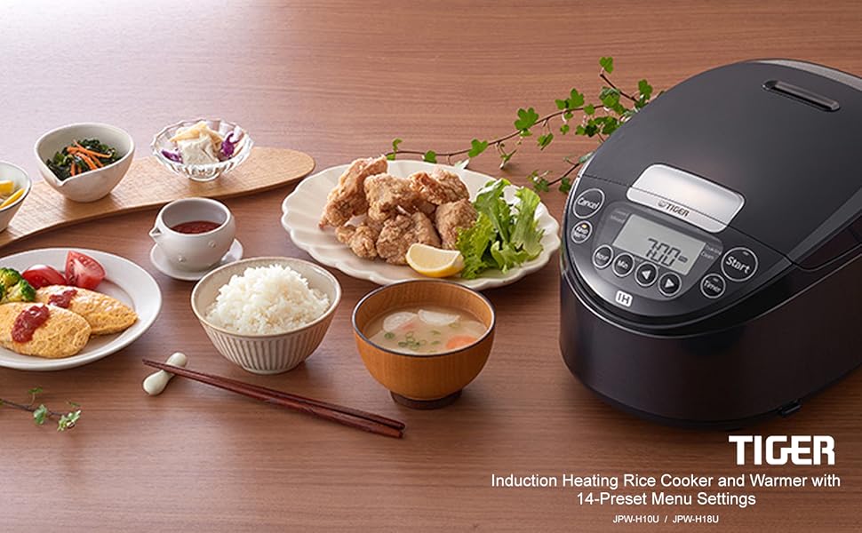 Amazon.com: Tiger JPW-H10U Induction Heating Rice Cooker and Warmer with 14 Menu Presets and LCD ...