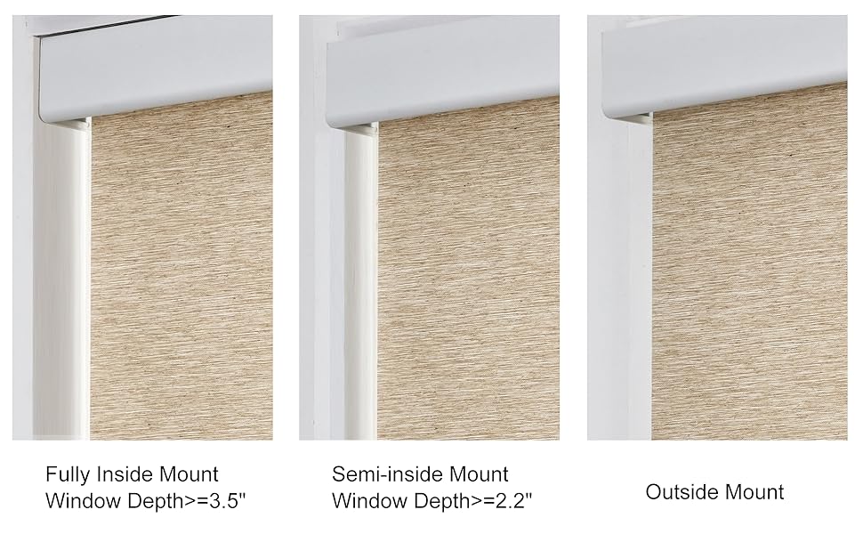 Persilux Custom Size Free-Stop Shades with Valance, Natural Woven Cordless Blinds, Light ...