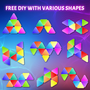 Bezavea Triangle LED Light Panels, 9 Pack RGB Gaming Lights with Remote ...