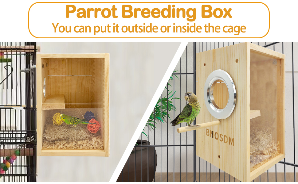 Amazon.com: BNOSDM Large Parakeet Nesting Box, Transparent Bird Breeding Nest Boxes Natural Wood ...