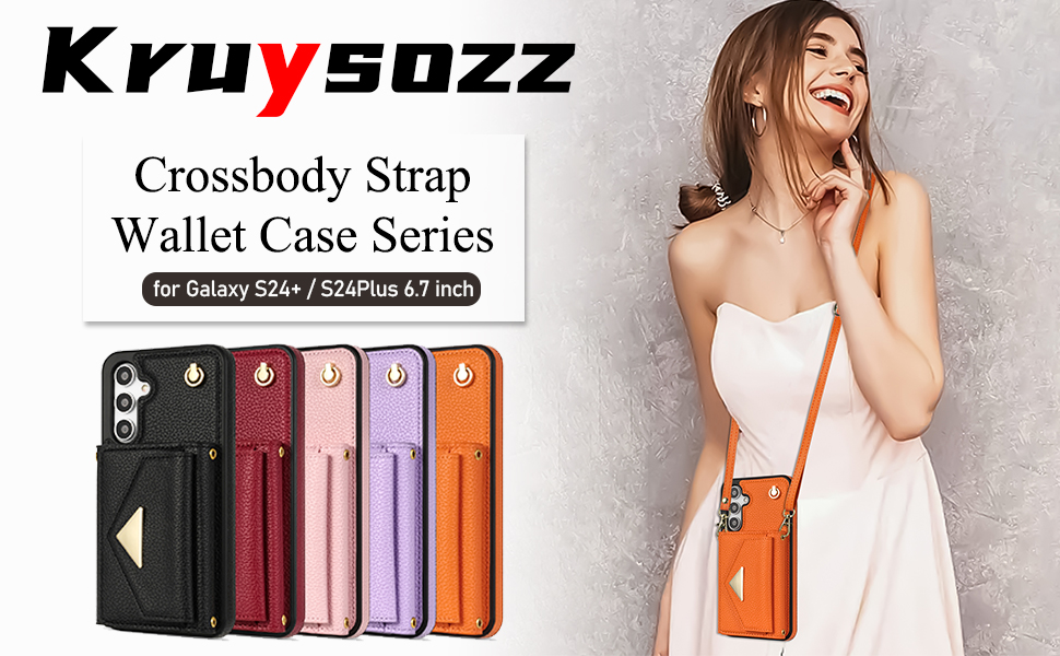 Amazon.com: Kruysozz Crossbody Wallet Case for Samsung Galaxy S24 Plus, Leather Flip Phone Cover ...