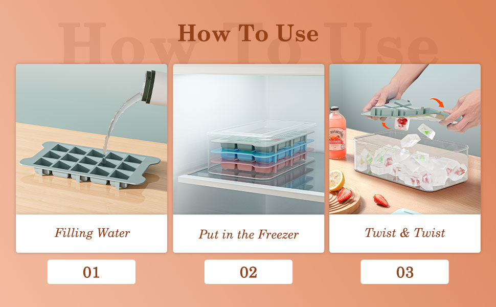 Amazon.com: Ice Cube Tray for Freezer with Bin: Easy Release Ice Cube Maker with Covered Ice ...