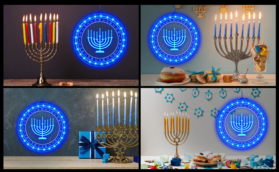 Amazon.com: Hanukkah Decorations Blue Window Lights, Chanukah Decor LED ...