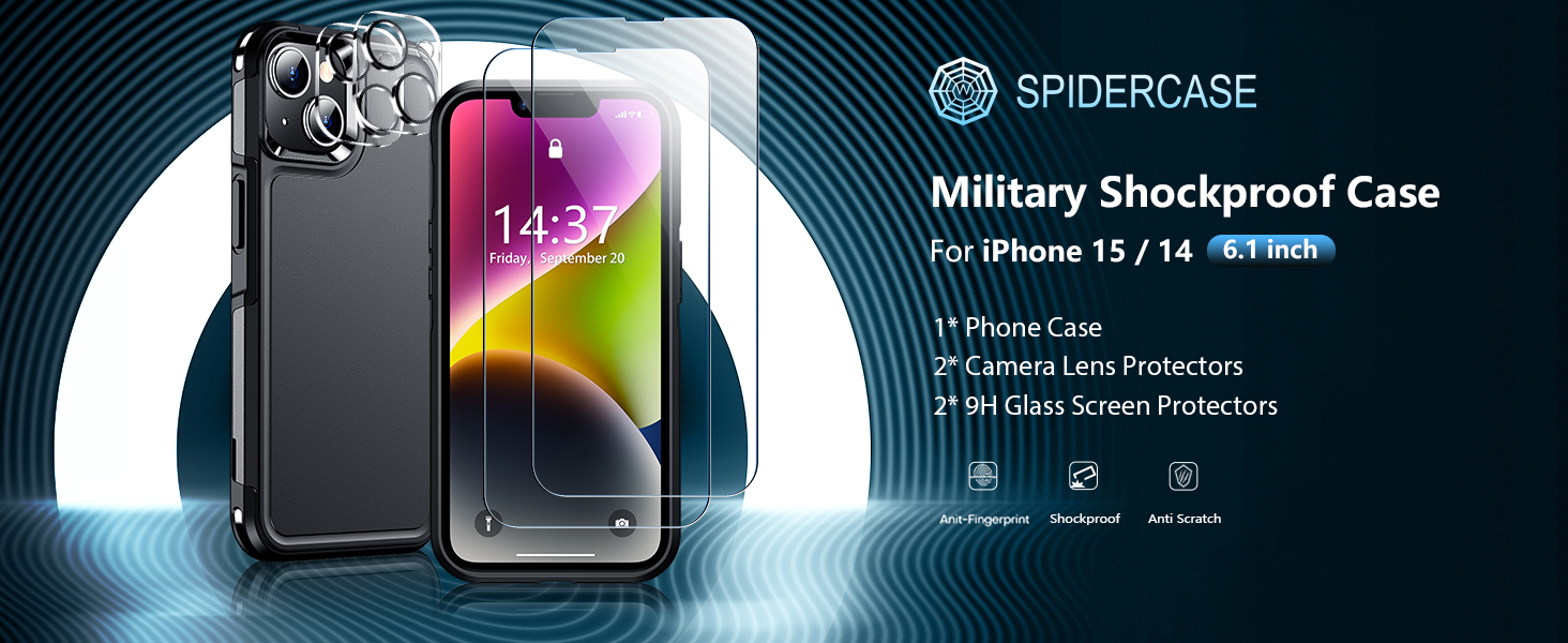 Amazon.com: SPIDERCASE for iPhone 14 Case/iPhone 15 Case, [15 FT Military Grade Protection] 2 ...