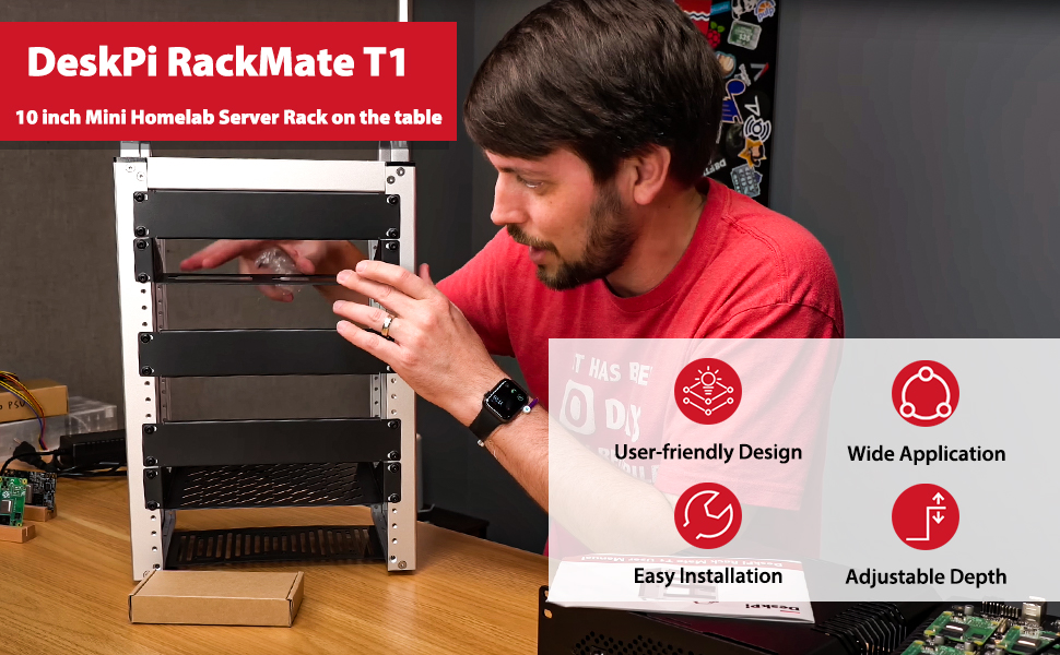 GeeekPi 8U Server Rack DeskPi RackMate T1 Rackmount Server Case for ...