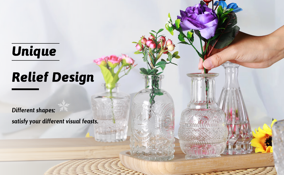 Amazon.de: Glasvase, Knospenvase, kleine Vintage-Blumenvase, kleine Vintage-Blumenvase für ...