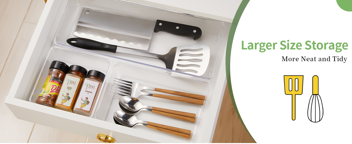 Amazon.com: DUHARS 6 PCS Clear Plastic Drawer Organizer, Large 15" X 6 ...