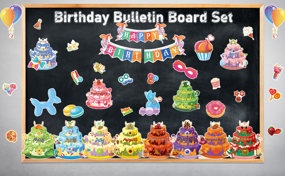 Amazon.com: 32PCS Happy Birthday Bulletin Board Decorations, Birthday ...