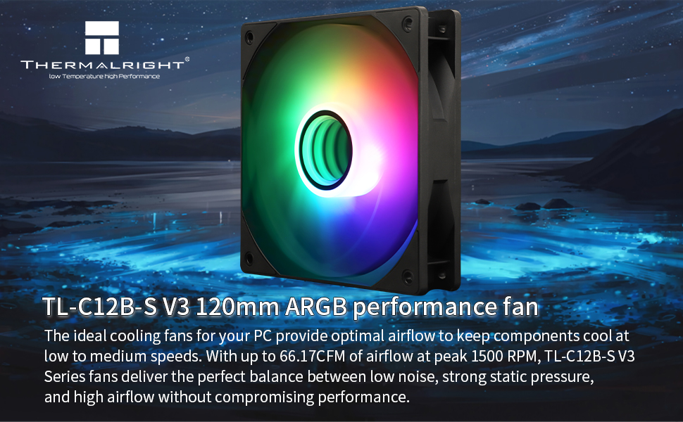 Amazon.com: Thermalright TL-C12B-S V3 120mm ARGB Black CPU Fan, with 1500RPM Speed, Computer ...