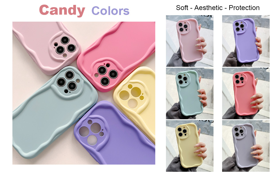 Amazon.com: Wlz for iPhone 15 Pro Max Case Curly Wave Frame Solid Color, Cute Aesthetic Wavy ...