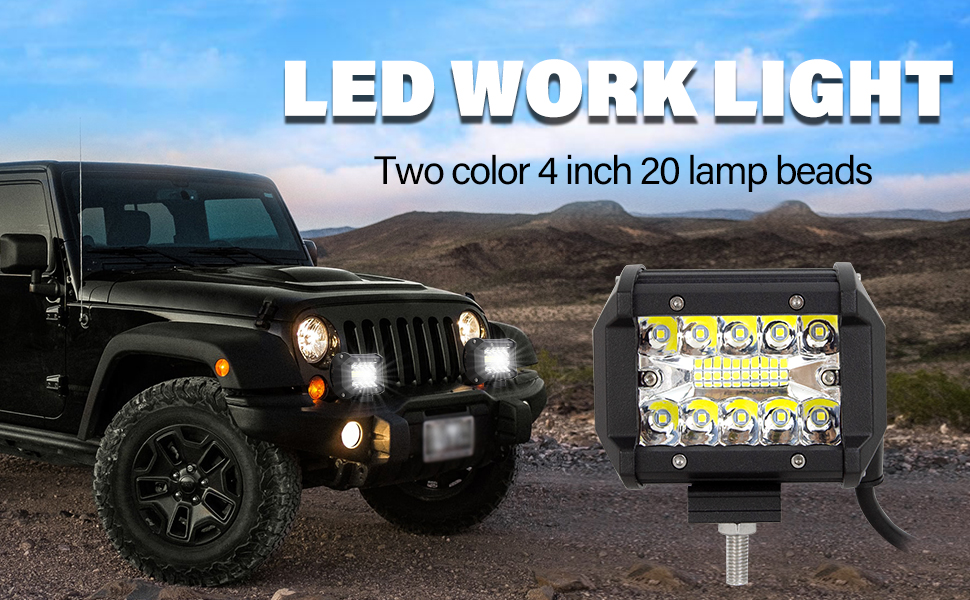 RIGIDON 2 Pcs Faro da Lavoro Led, 8D 4 Pollici 60W Spot Luci di Lavoro, Fari di Profondità ...