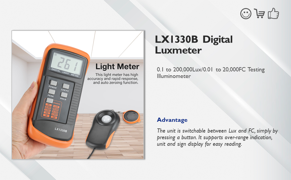 Oumefar LX1330B Digital Luxmeter LCD Display Light Meter Handheld Ambient Temperature Measurer 0 ...