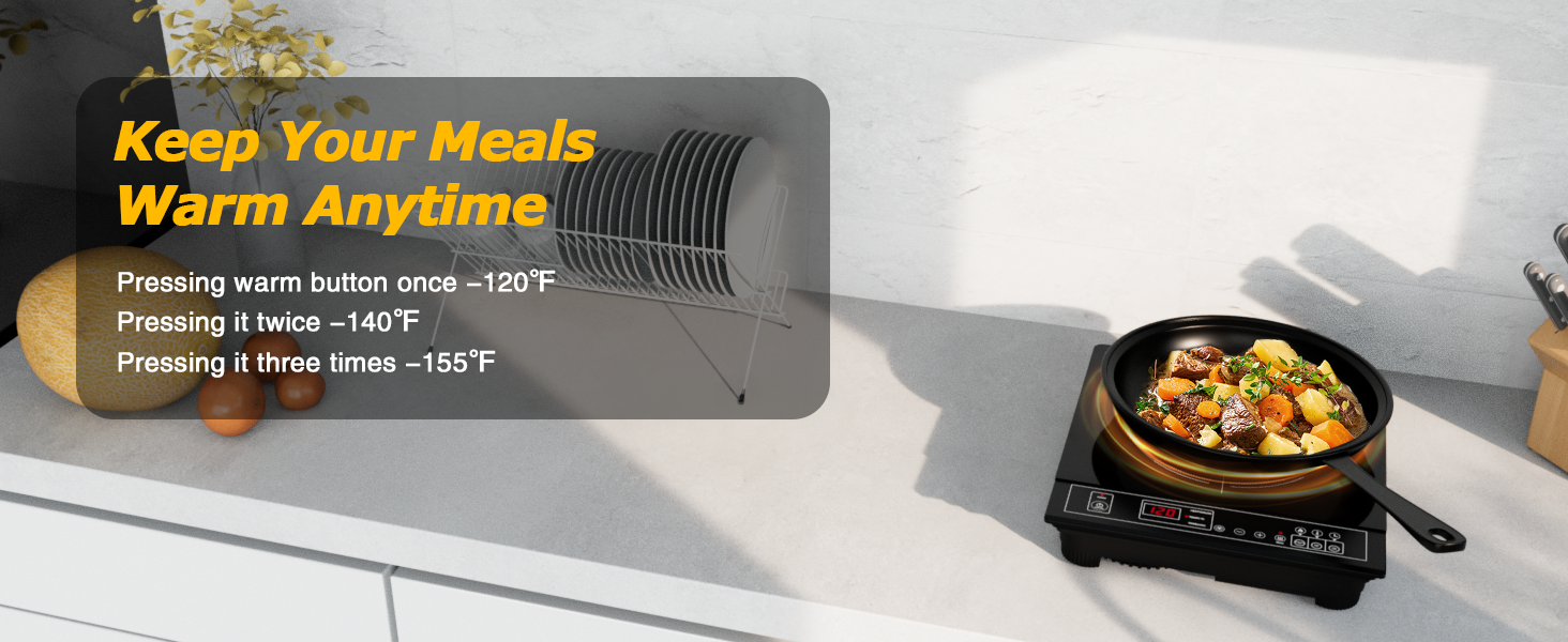 Amazon.com: XKitchen Portable Induction Cooktop, 1800W Induction Burner with 9 Power levels, 12 ...