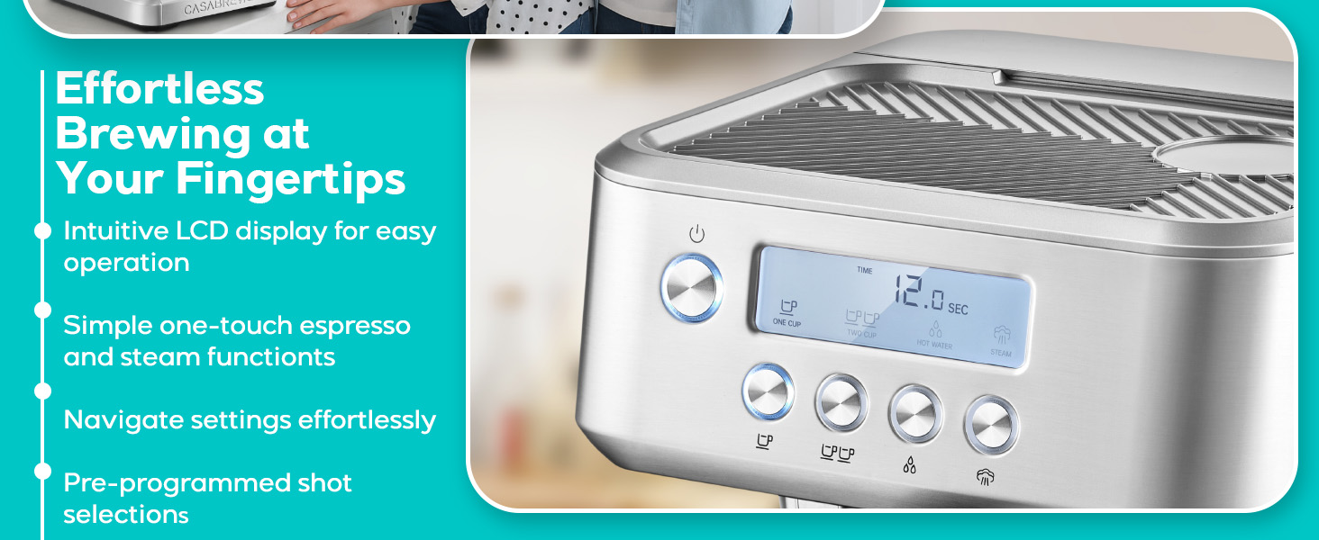 Amazon.com: CASABREWS Ultra Espresso Machine with LCD Display, Powerful Milk Frother and ...