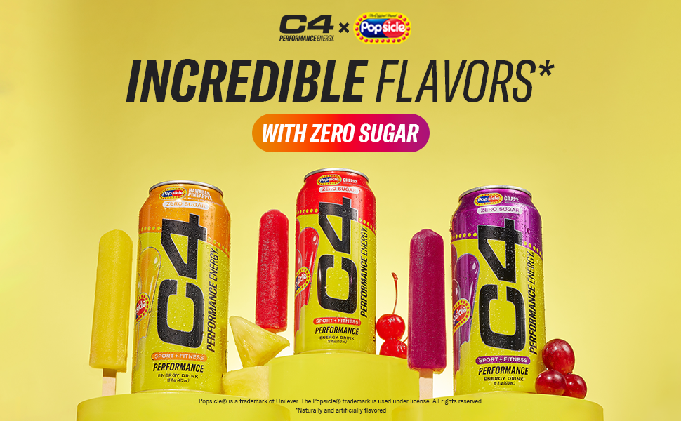 Amazon.com: C4 Energy Drink x Grape Popsicle, Carbonated Sugar Free Pre Workout Performance ...