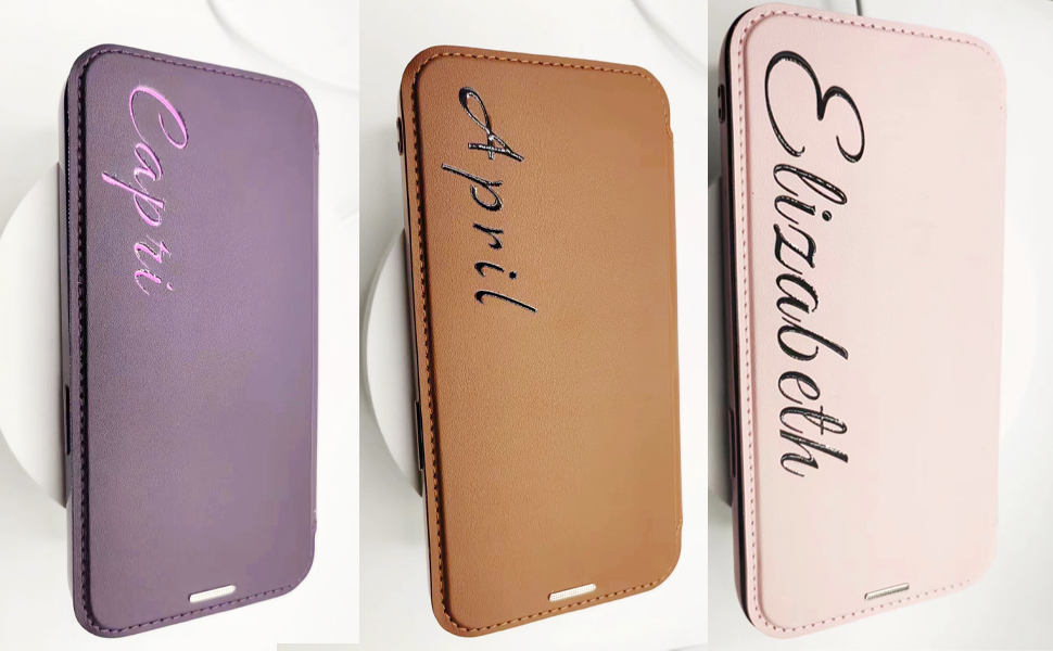 Amazon.com: Custom PU Leather Phone Case with Your Photo Name- Card Holders,Wireless Charging ...