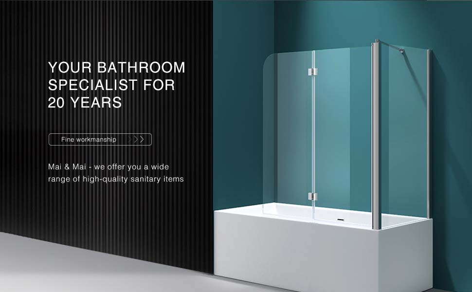 Mai & Mai Folding Shower Screen for Baths | Bath Shower Screen | WDH: 80×120×140cm | Safety ...