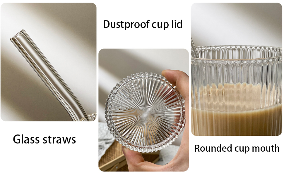 Amazon.com | ACOOH 13 oz Vertical Stripe Glass Cup,Striped Glass Cups ...