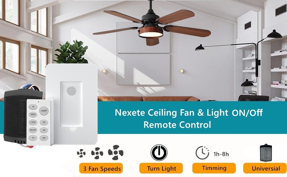 Nexete Universal Ceiling Fan Remote Control Kit,Wireless Wall Mounted ...