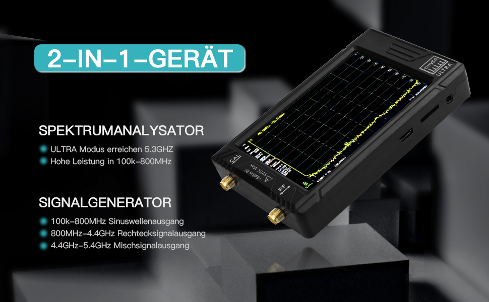 HamGeek Neuer TinySA Ultra Spektrumanalysator 100kHz-5,3GHz, Handheld Frequenzanalysator Signal ...