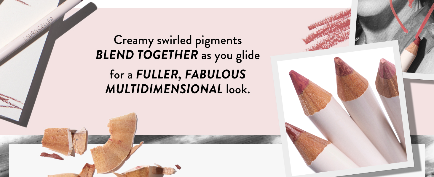 Amazon.com : LAURA GELLER Marble Lips Multidimensional Lip Liner, Poetic Pink + Cosmetic Pencil ...