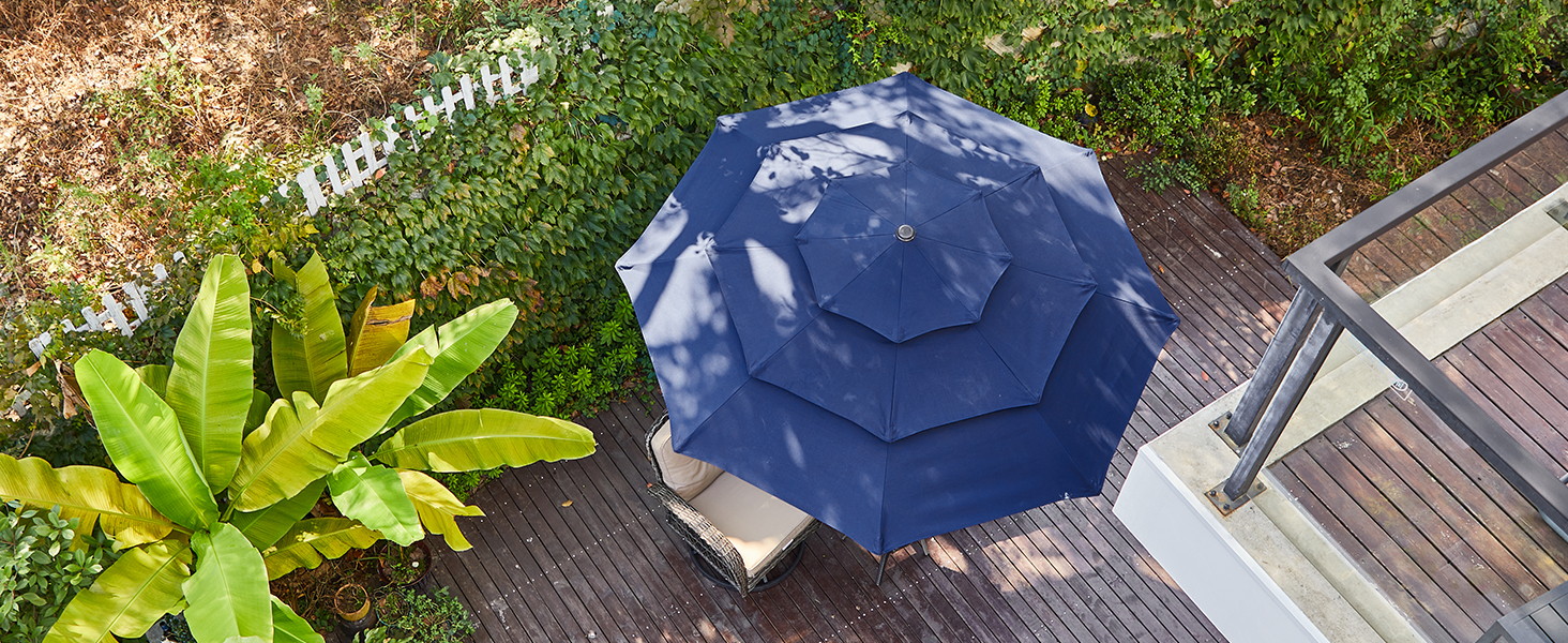Amazon.com : JEAREY 9FT 3 Tier Patio Umbrella Outdoor Market Umbrella ...