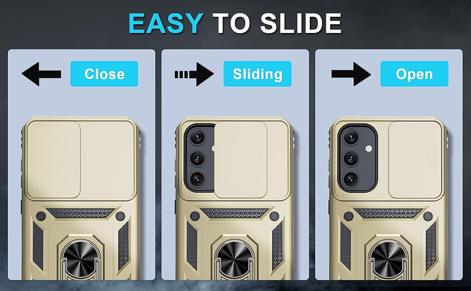 Amazon.com: Janmitta for Samsung Galaxy A55 5G Case Built in Slide Camera Lens Cover+Screen ...