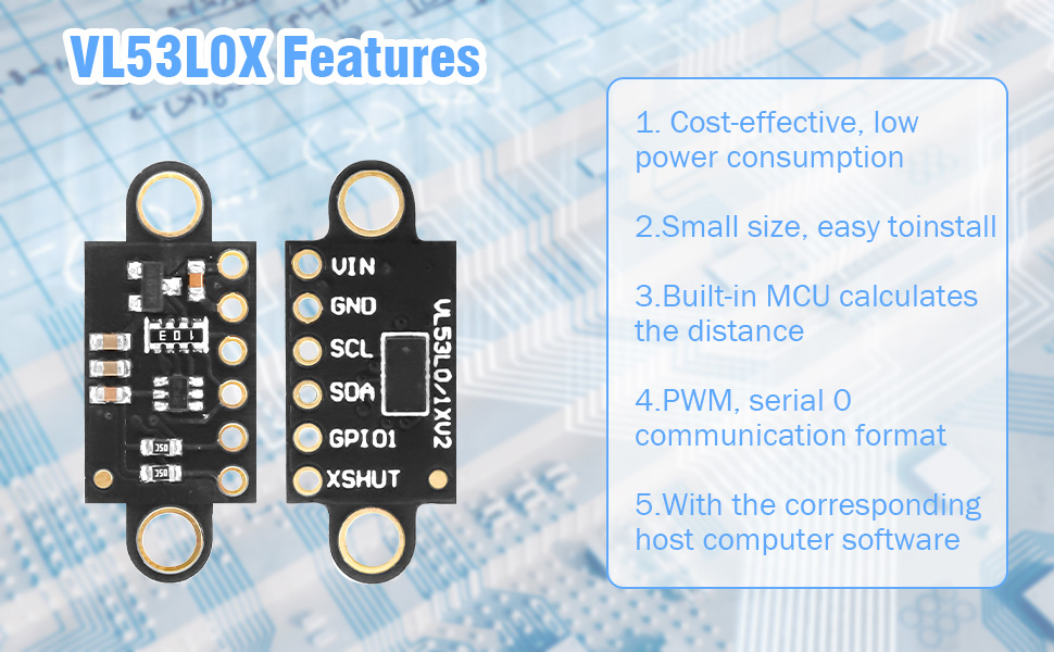 RUIZHI VL53L0X VL53L1X Laser Distance Sensor, 2 Pieces, 4 Metre Flight ...