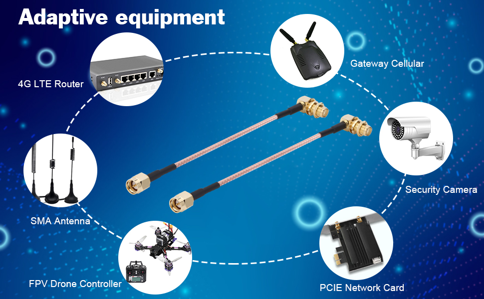 Amazon.com: BLTIATLE SMA Cable 2 Pack 6inch SMA Female Right Angle to SMA Male Antenna Extension ...