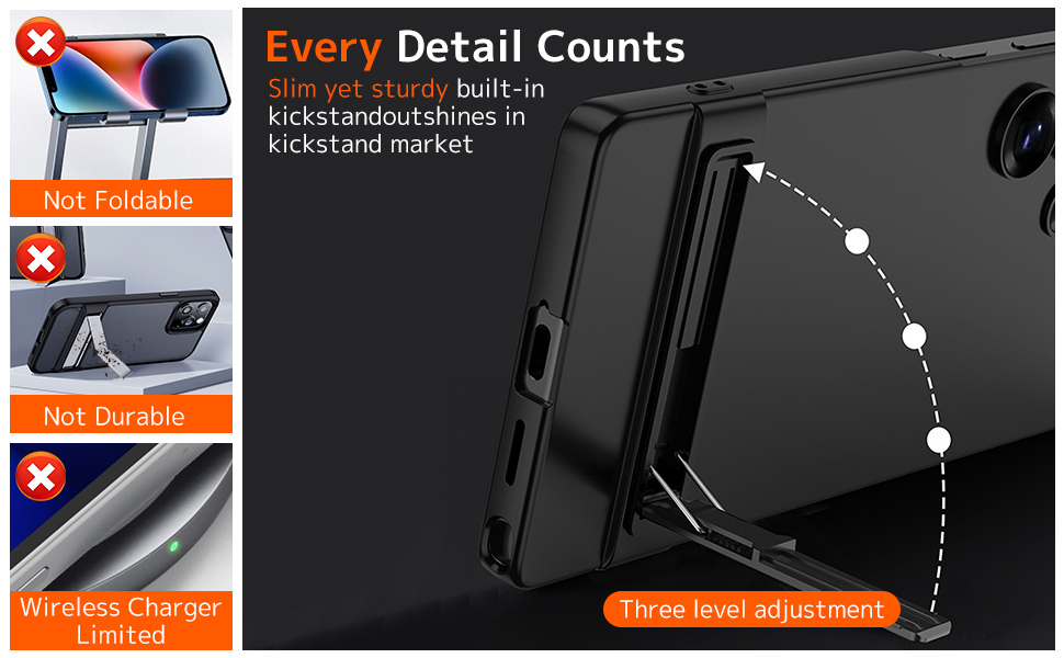 Amazon.com: NINKI Samsung Galaxy S25 Ultra Case with Stand, Ultra Slim 3-Way Kickstand Case ...