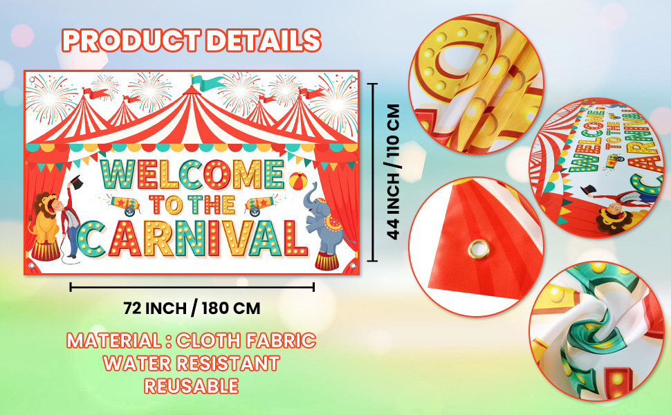 Amazon.com: XtraLarge, Welcome To The Carnival Banner Backdrop - 72x44 ...