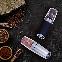 Amazon.com: Sunbag Gravity Electric Salt and Pepper Grinder Set,Battery Operated Automatic Salt ...