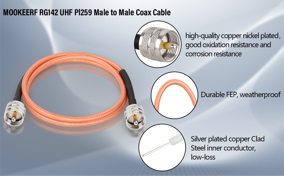 Amazon.com: MOOKEERF 2PCS 3FT RG142 UHF Male to Male Coaxial Cable, Low Loss, Low VSWR ...