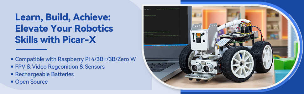 SunFounder Smart Video Robot Car Kit for Raspberry Pi 5/4/3B+/3B/Zero W ...