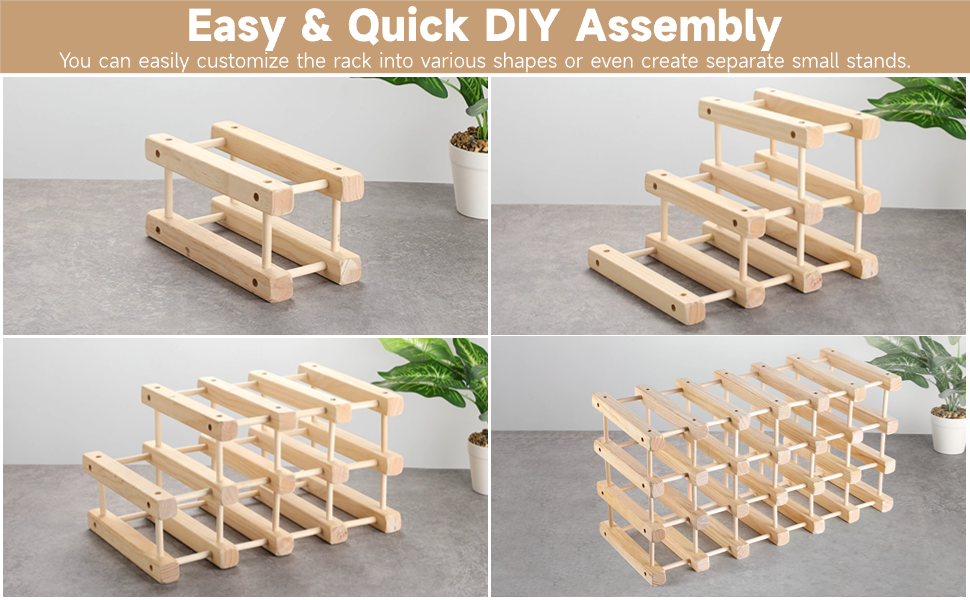 Amazon.com: Wine Racks Countertop, 24 Bottles Capacity Wine Rack Free Standing Floor, DIY ...