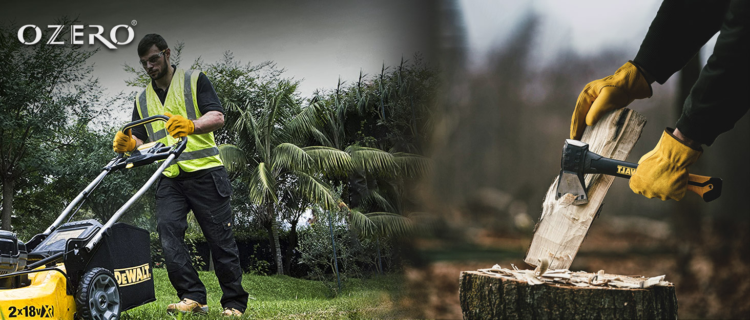 Amazon.co.jp: [OZERO] 革手袋 作業用【厚手牛本革★5倍の耐久性】 耐熱グローブ キャンプ手袋: 溶接 焚き火 防災グッズ 耐火 耐摩耗 メンズ レディース イエロー S ...