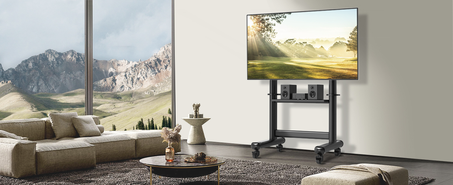 RFIVER TV Ständer Rollbar Höhenverstellbar, Fernseh Rollwagen TV wagen ...