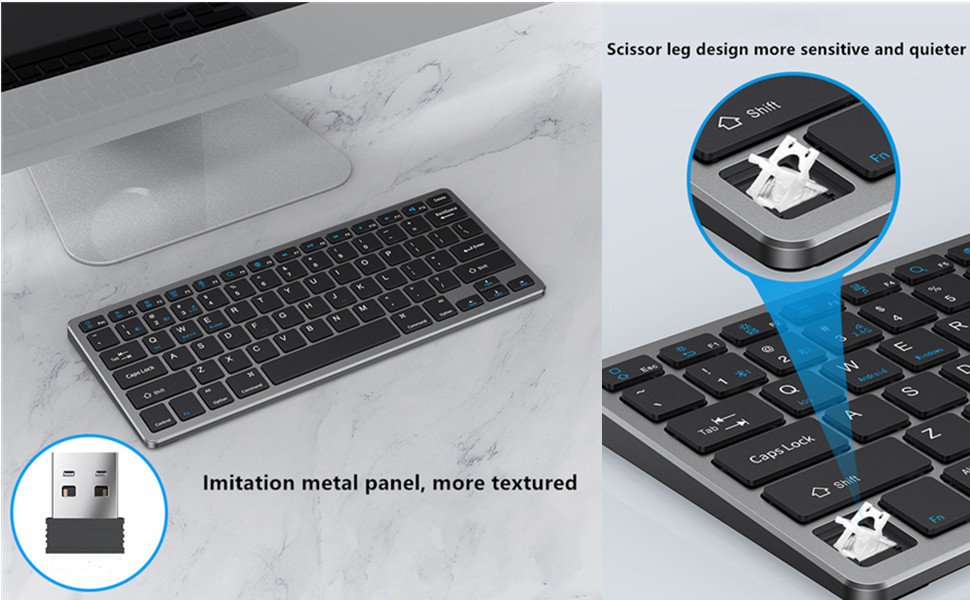 Amazon.com: Portable Wireless Keyboard and Mouse Combo, Bluetooth 3.0/5 ...