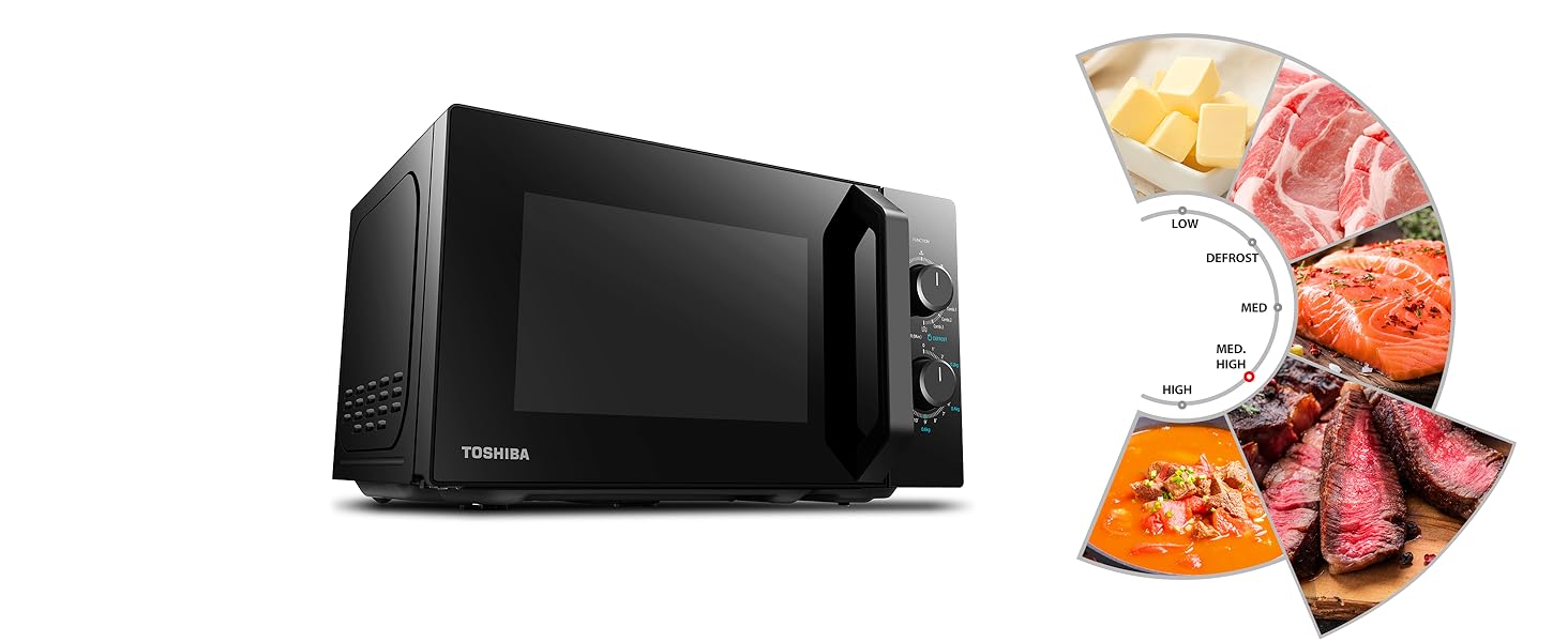 Toshiba MW2-MG20PF(BK)/GE Mikrowellenherd 800 W mit knuspriger Grill- & Kombigarfunktion, 5 ...
