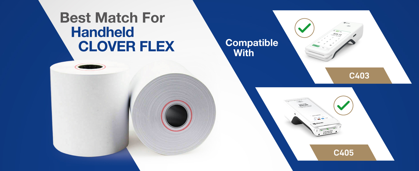 Amazon.com: Clover Flex Paper Rolls - 5 Rolls - 2 1/4'’ x 50’- 55 GSM - Credit Card Clover Flex ...