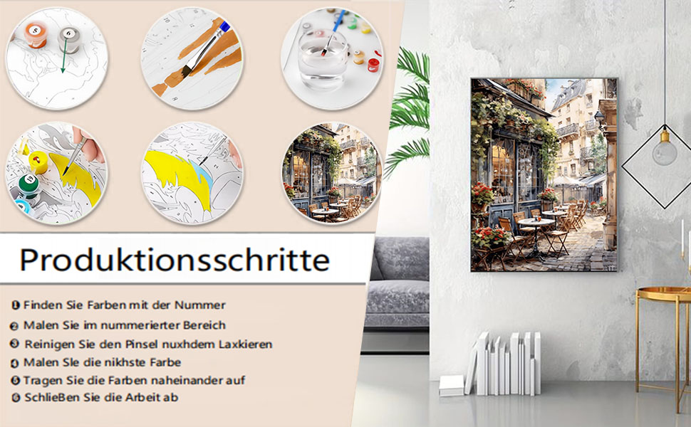 Giahism Straßenansicht Malen Nach Zahlen Erwachsene-Malen Nach Zahlen Landschaft,Diy Acrylfarbe ...