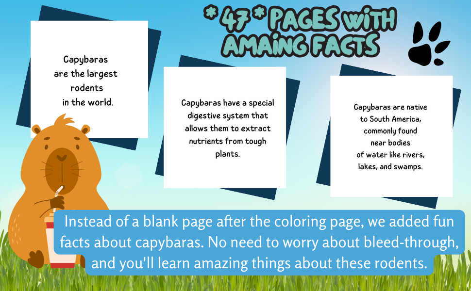 Capybara Coloring Book: Discover 40+ Amazing Details About the Incredibly Capybaras: Hartman ...