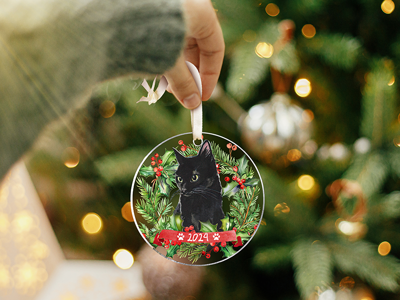 Amazon.com: Cat Christmas Ornament - Black Cat Christmas, Kitten ...