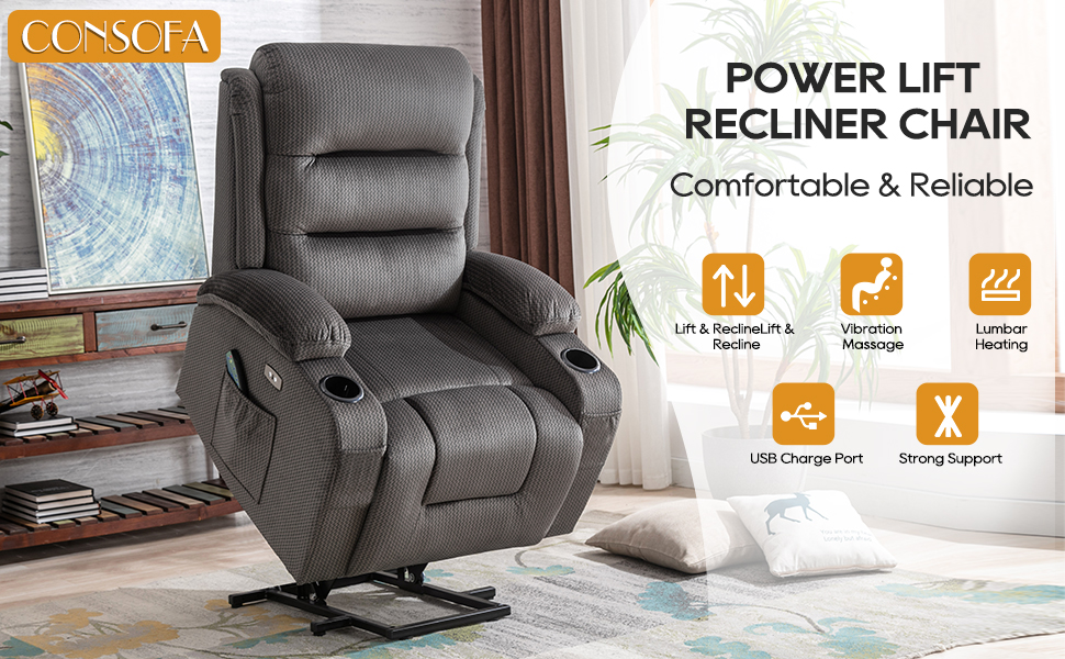 Amazon.com: Consofa Lift Chairs Recliners for Elderly, Power Lift Chair with Massage and Heat ...