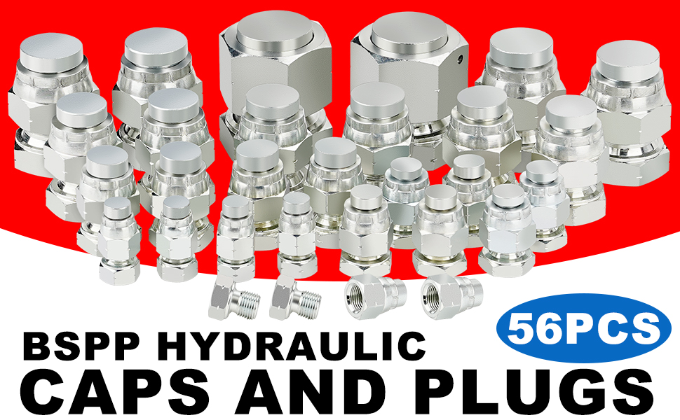 Amazon.com: ANCIMOON 56PCS BSPP Hydraulic Hose Caps and Plugs, Size 2 4 6 8 10 12 16 ...