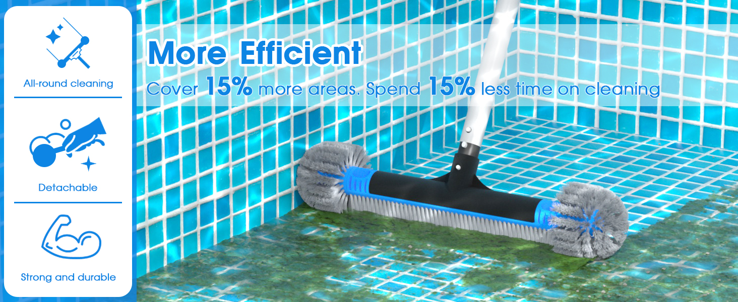 Amazon.com: TidyMister 20'' 2 in 1 Pool Brush Head Cobweb Duster Heavy ...